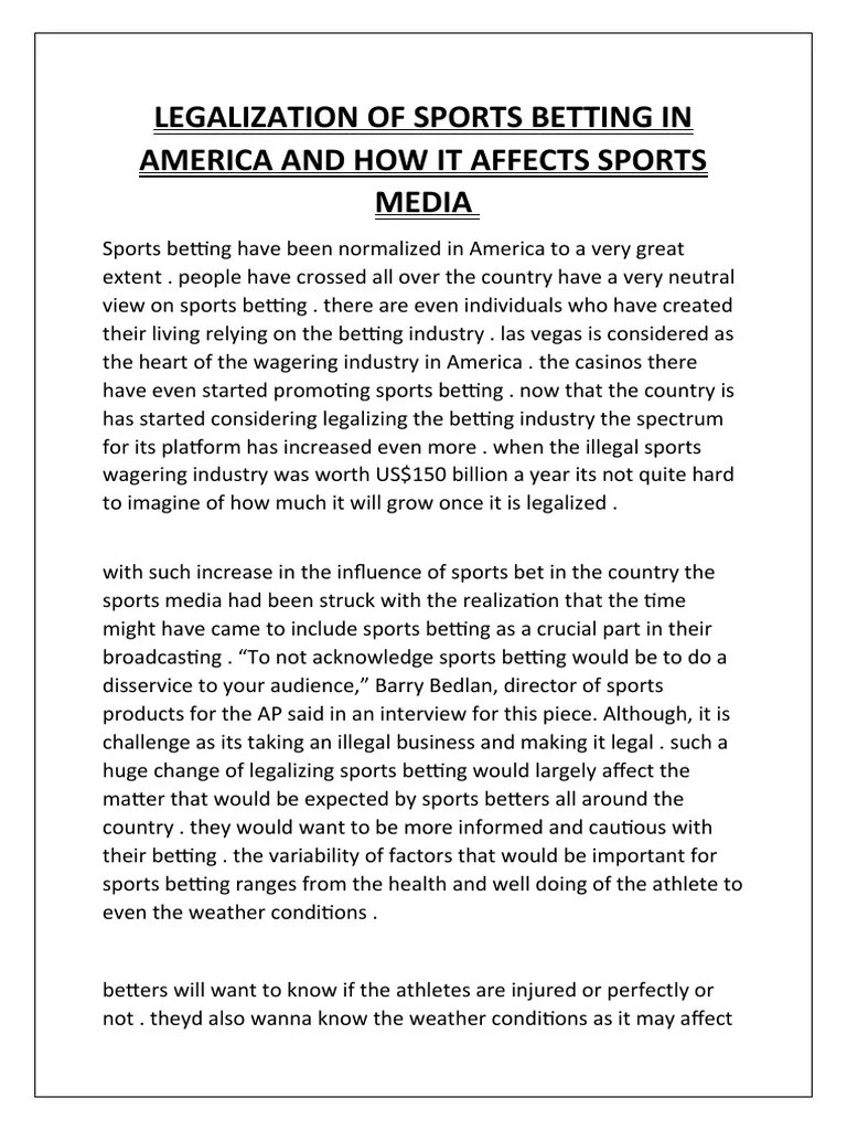 Legalization Of Sports Betting In America And How It Affects Sports ...