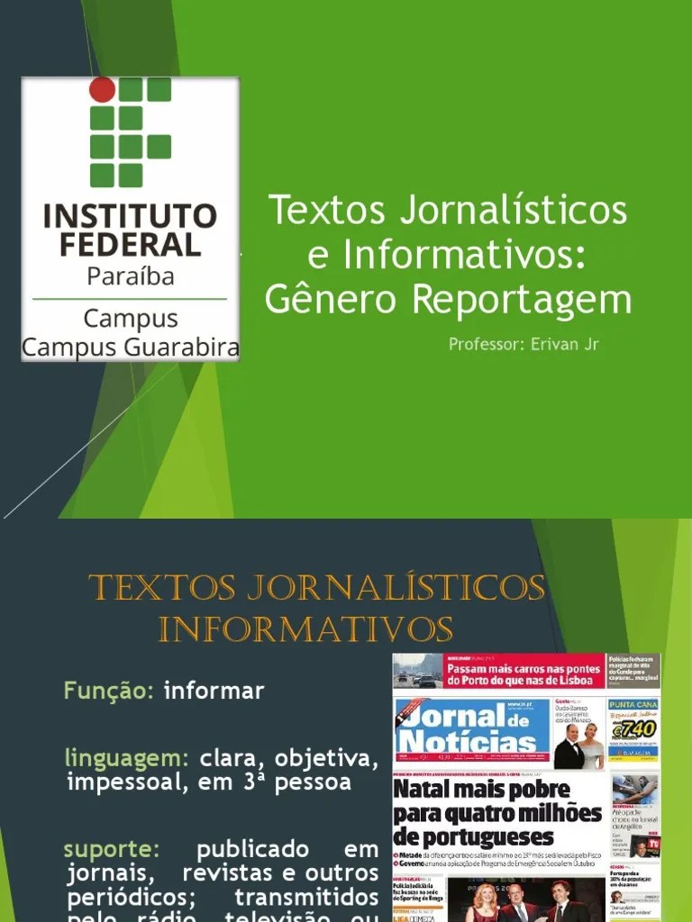 Aula Genero Jornalistico Reportagem | Download Grátis PDF | Jornalismo ...