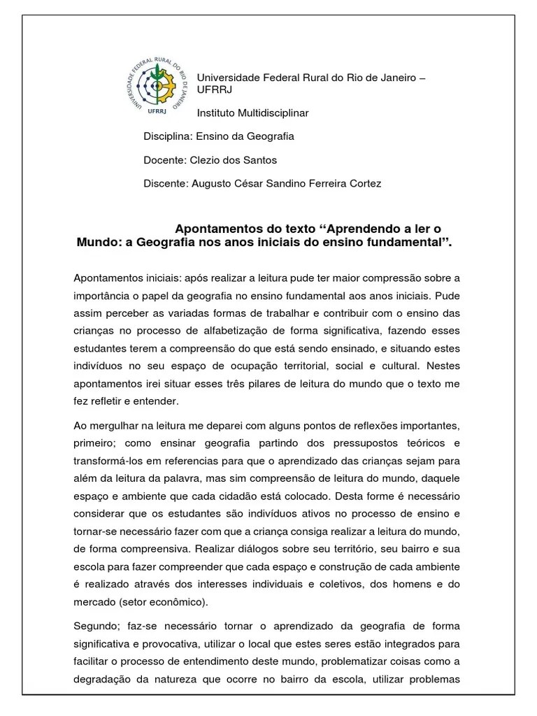 Ensino Da GEOGRAFIA | PDF | Geografia | Aprendizado