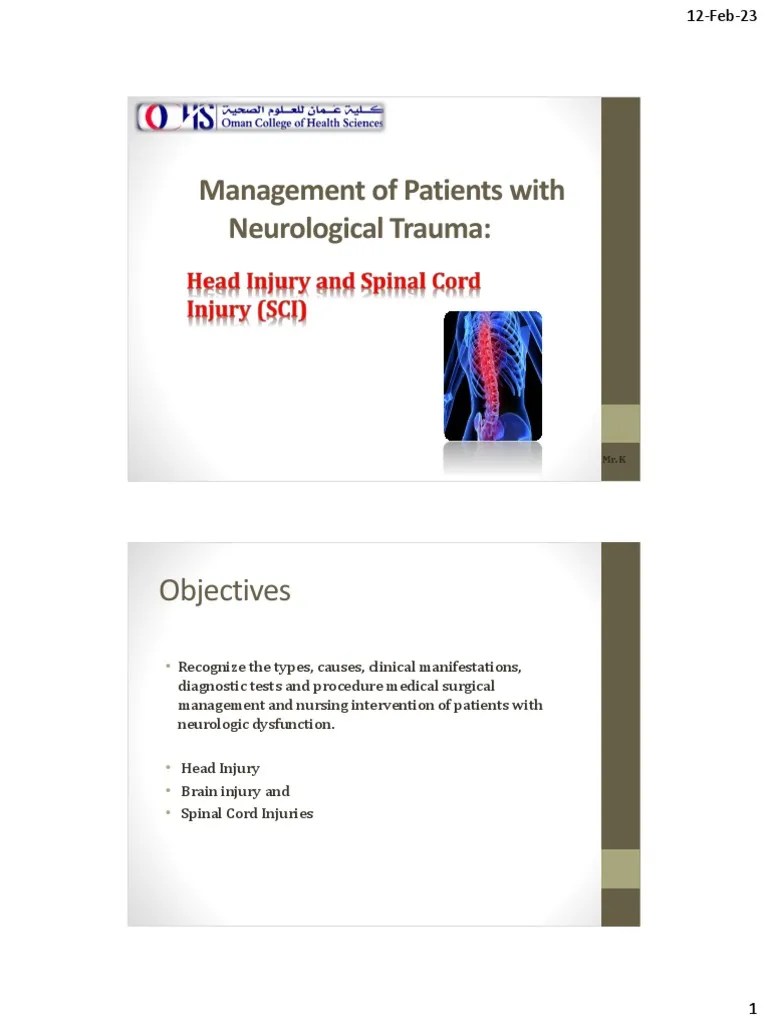 9 - Management Of Patients With Neurological Trauma | PDF | Traumatic ...