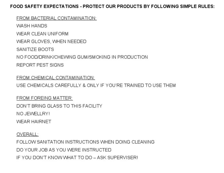 Food Safety Rules | PDF