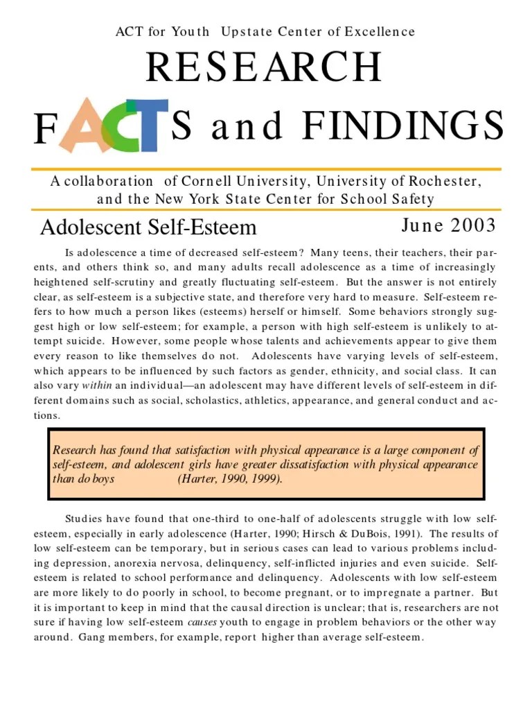 Self Esteem For Youth | PDF | Self Esteem | Adolescence