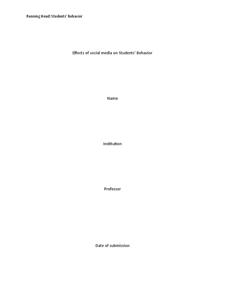 Effects Of Social Media On Students' Behavior | PDF | Social Media ...