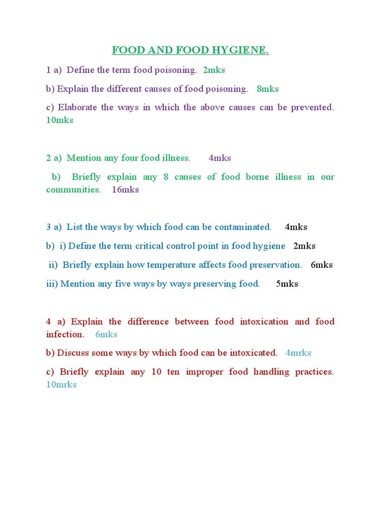 Food And Food Hygiene | PDF