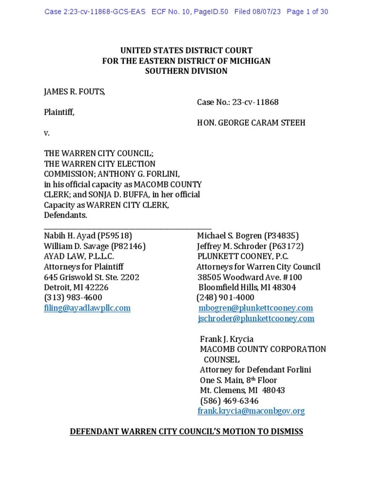 Motion To Dismiss - Warren City Council | PDF | Collateral Estoppel ...