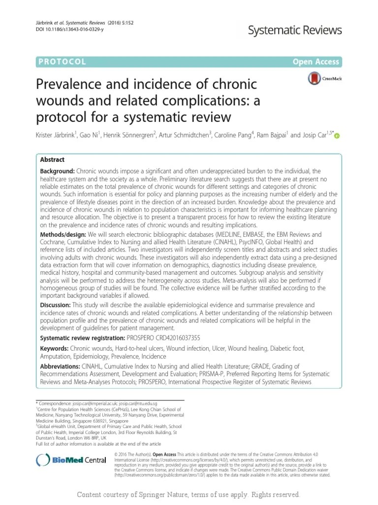 Prevalence And Incidence Of Chronic Wounds And Rel | PDF