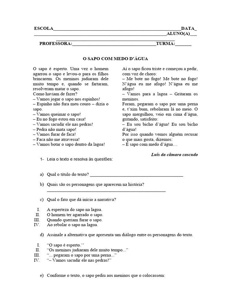 Avaliacao 5 Ano Portugues Completa | PDF
