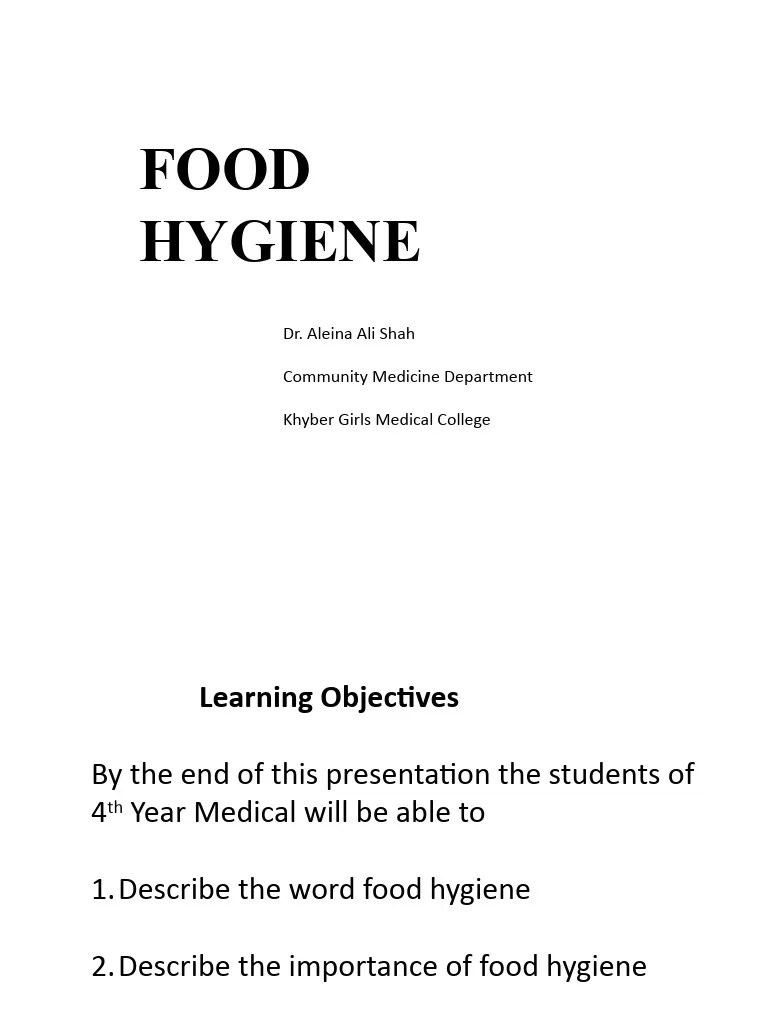 Food Hygiene | PDF