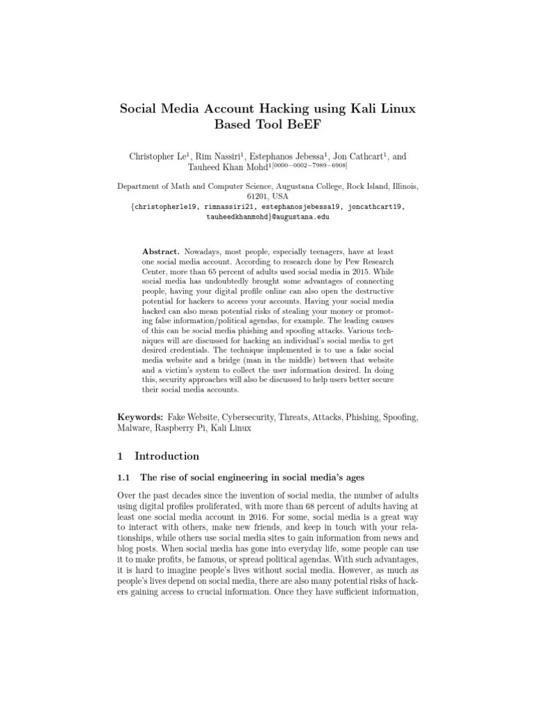 Social Media Account Hacking Using Kali Linux Based Tool BeEF | PDF ...
