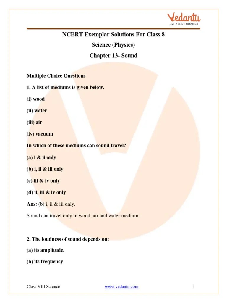 2.NCERT Exemplar Class 8 Science Solutions Chapter 13 Sound | PDF ...