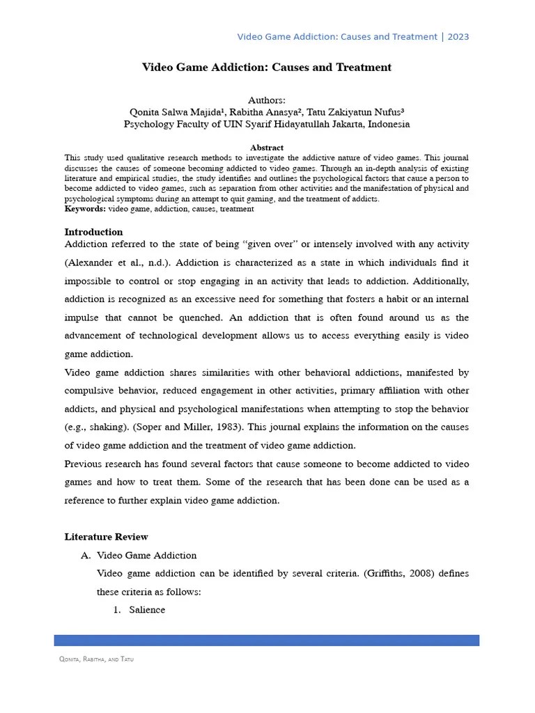 Video Games Addiction: Causes And Treatment | PDF | Video Games ...
