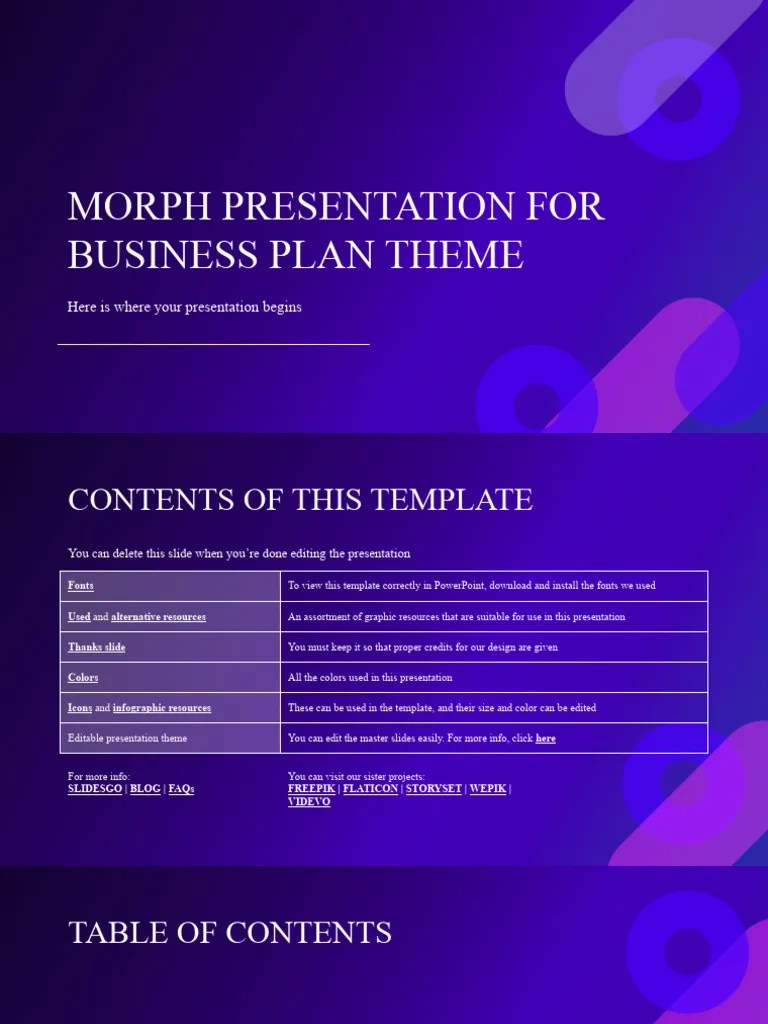Morph Presentation For Business Plan Theme By Slidesgo | PDF | Business ...