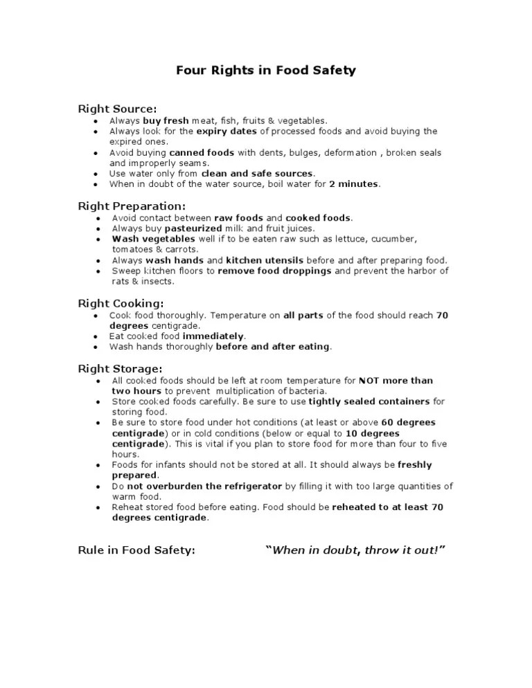 Rules In Food Safety | PDF