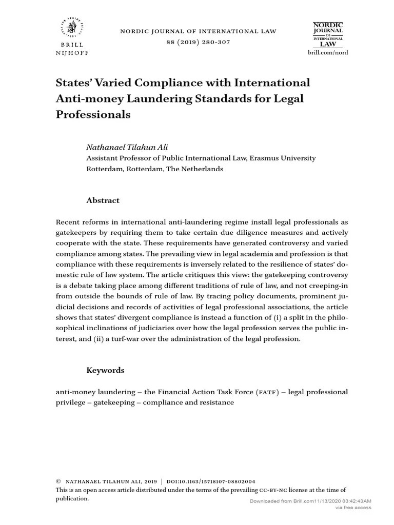 Varied Compliance With International Anti-money Laundering Standards ...