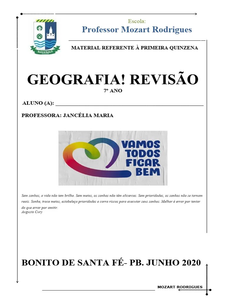 Atividade Remota Geografia 7 Ano | PDF | Brasil | Américas
