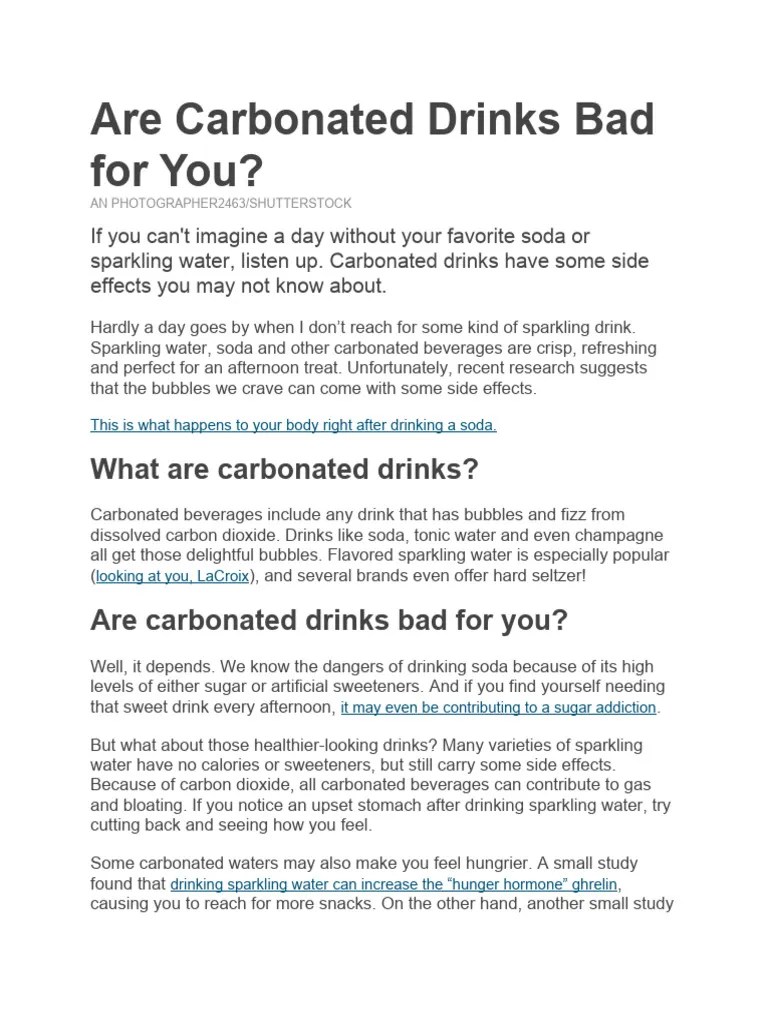 Are Carbonated Drinks Bad For You | Download Free PDF | Carbonated ...