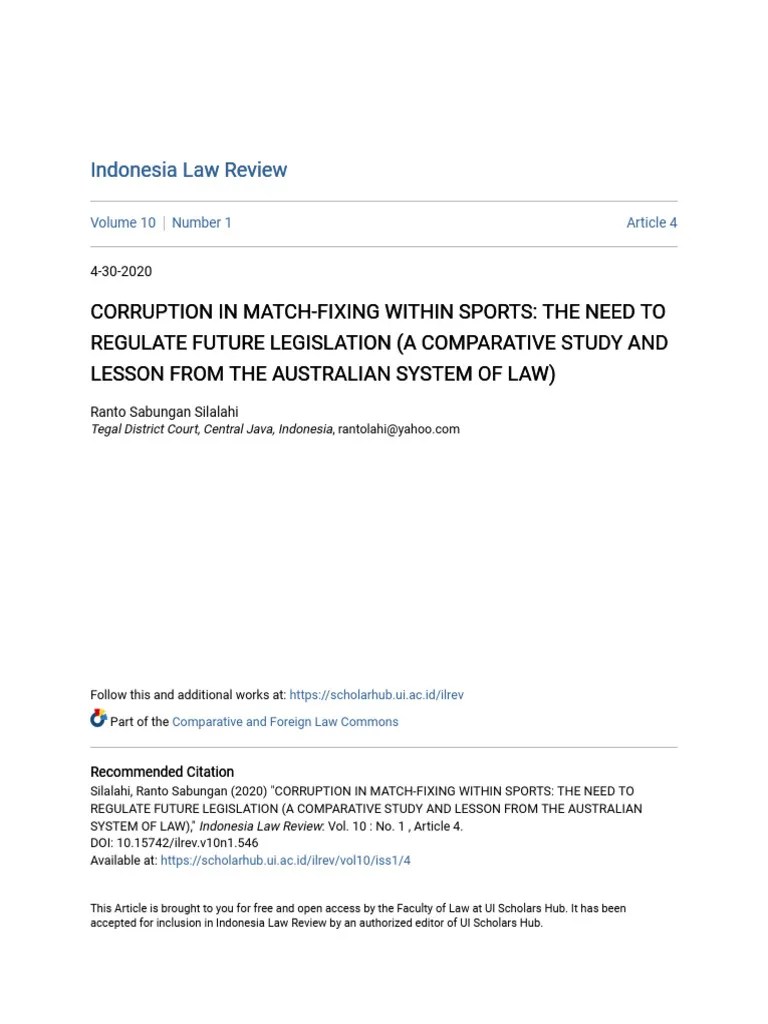 Corruption In Match-Fixing Within Sports | PDF | Gambling | Organized Crime