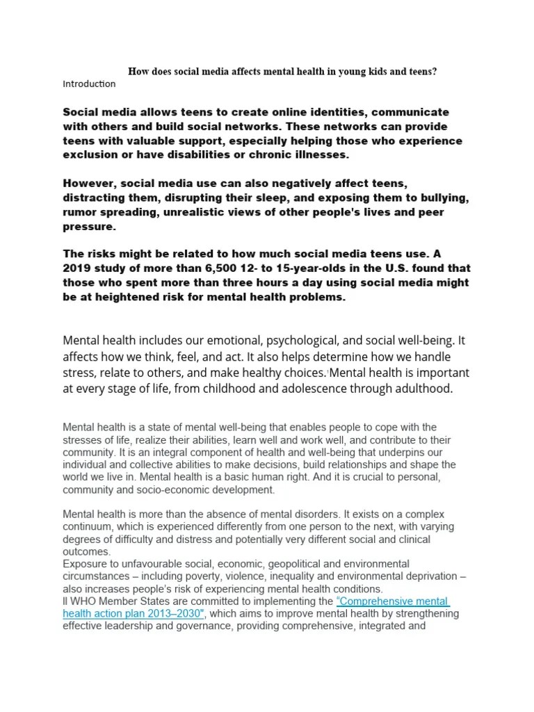 How Does Social Media Affects Mental Health In Young Kids And Teens ...