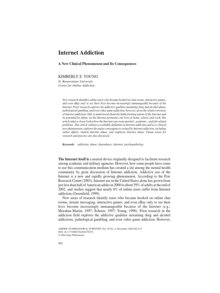 Internet Addiction: Kimberly S. Young | PDF | Substance Use Disorder ...