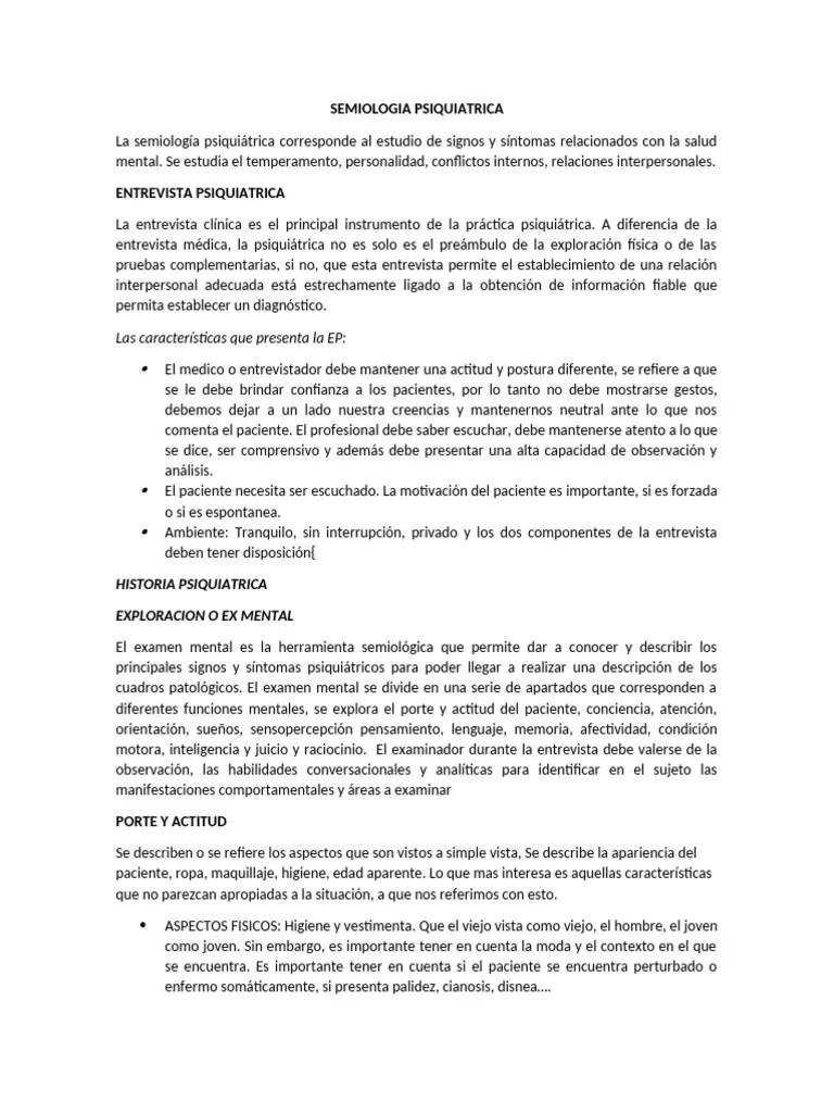 SEMIOLOGIA PSIQUIATRICA | PDF