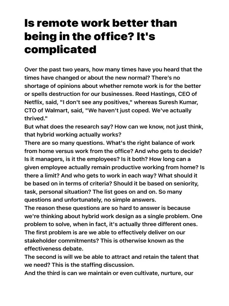 Mark Mortensen - Is Remote Work Better Than Being In The Office? It's ...