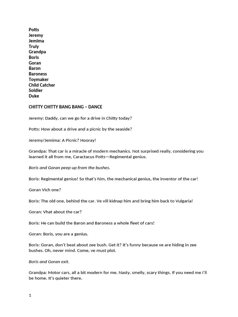 Chitty Chitty Bang Bang Script | PDF