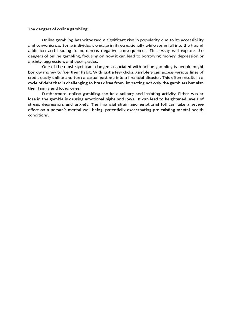 The Dangers Of Online Gambling | PDF