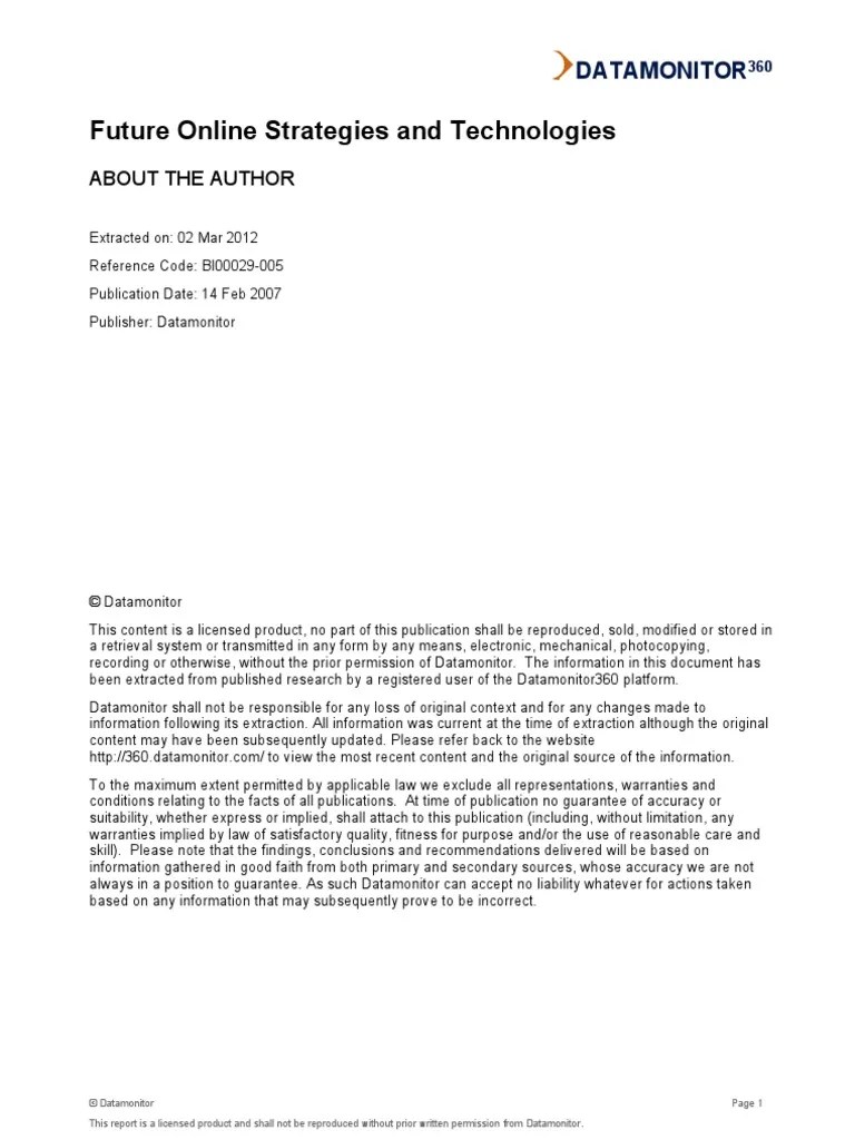 Future Online Strategies And Technologies | PDF | Information ...
