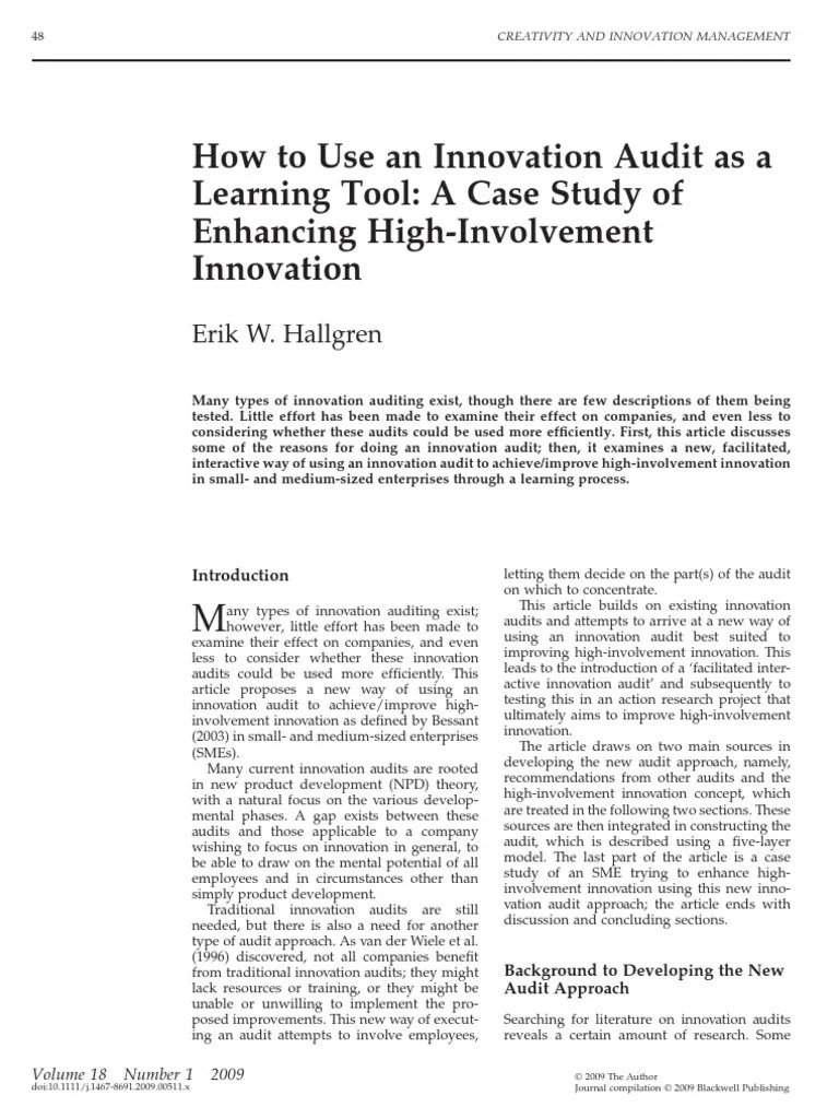 Innovation Audit As Learning Tool | PDF | Innovation | New Product ...