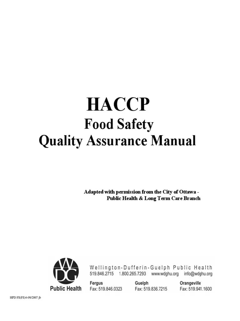 HACCP Food Safety Manual | PDF | Foodborne Illness | Refrigerator