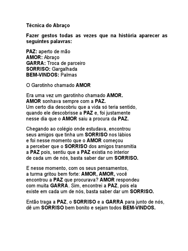 Técnica Do Abraço (Dinâmica De Grupo) | PDF | Amor | Paz