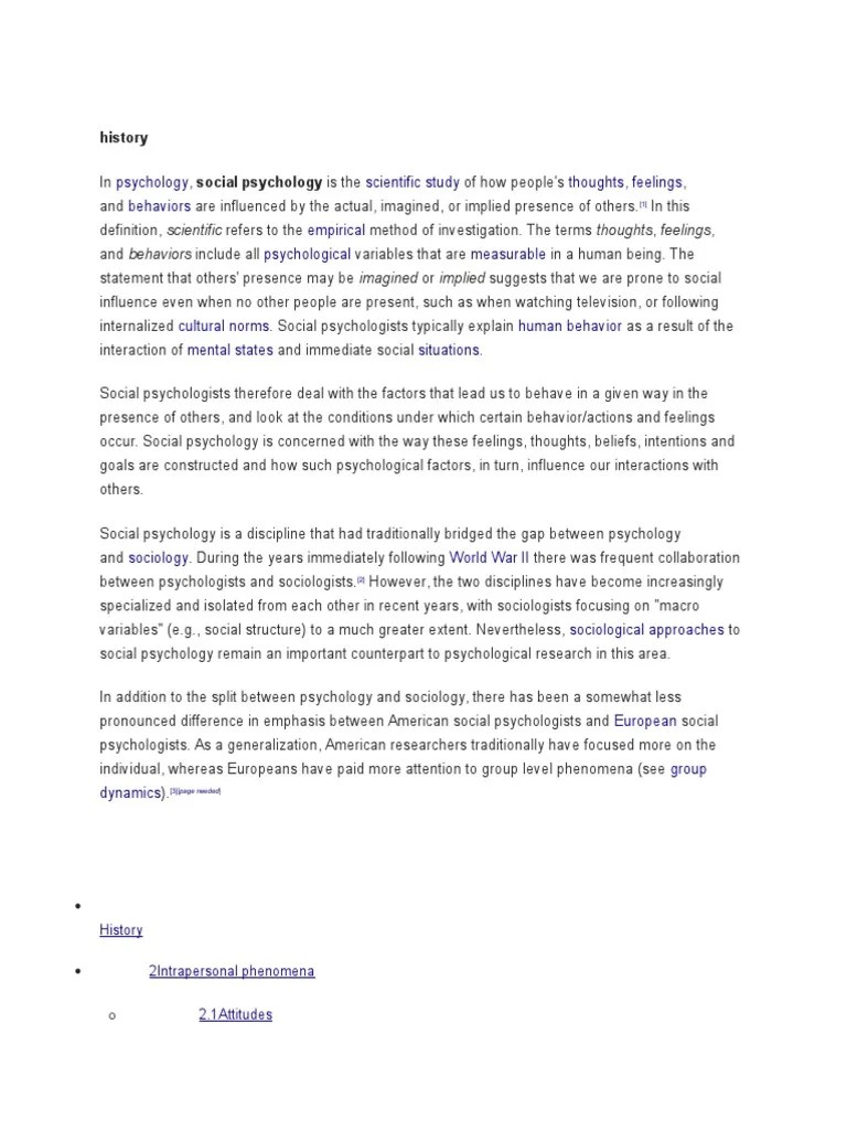 History Of Social Psychology | PDF