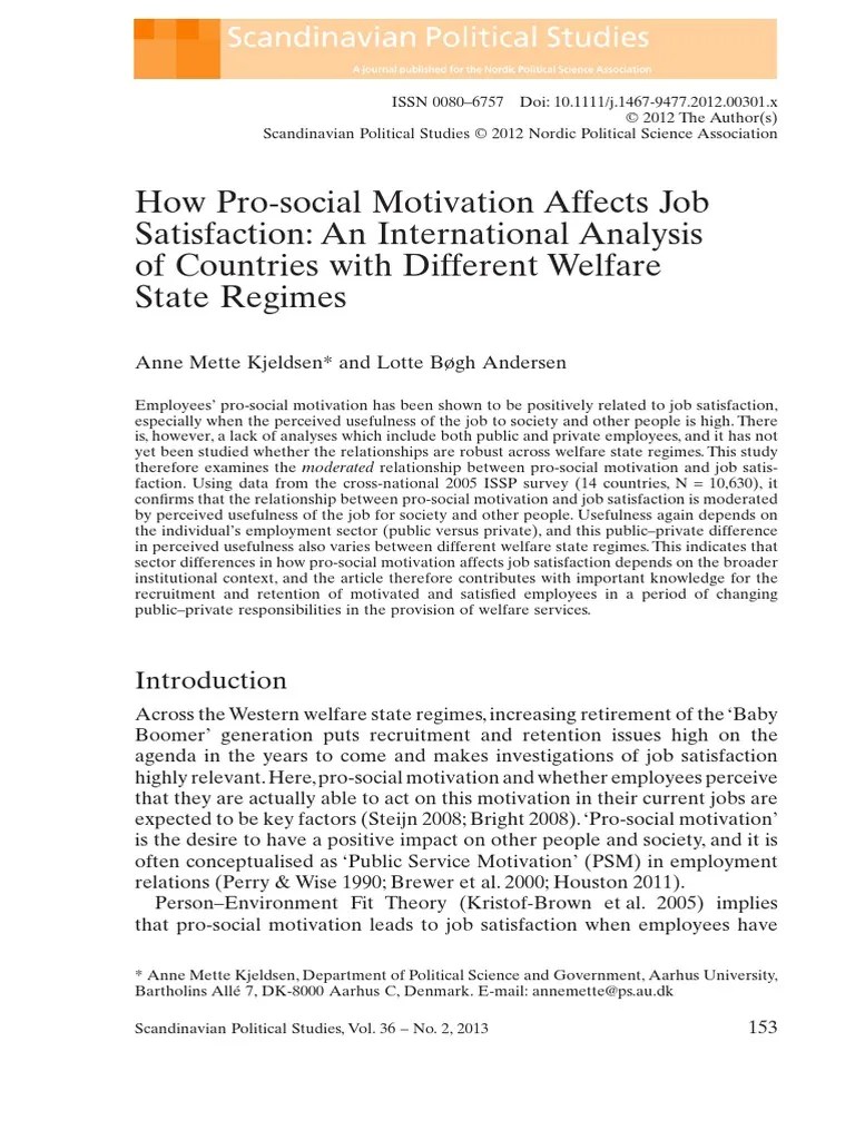 Pro Social Motivation | PDF | Job Satisfaction | Employment