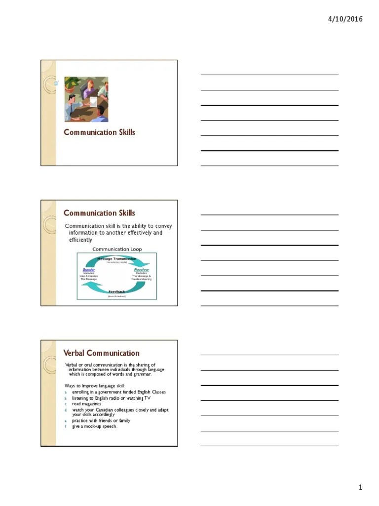 Communication Skills Presentation | PDF