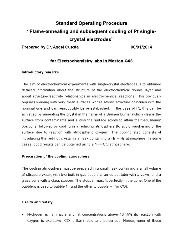 Standard Operating Procedure Flame Annealing And Cooling | PDF ...