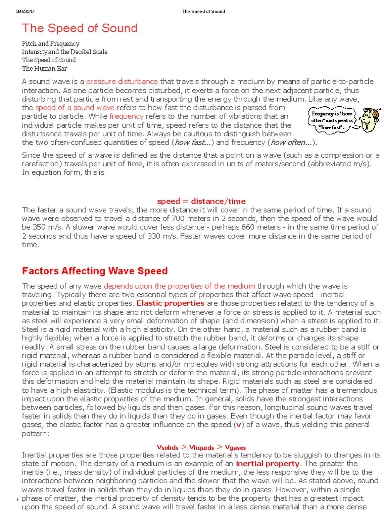 The Speed Of Sound: Factors Affecting Wave Speed | PDF | Sound | Waves