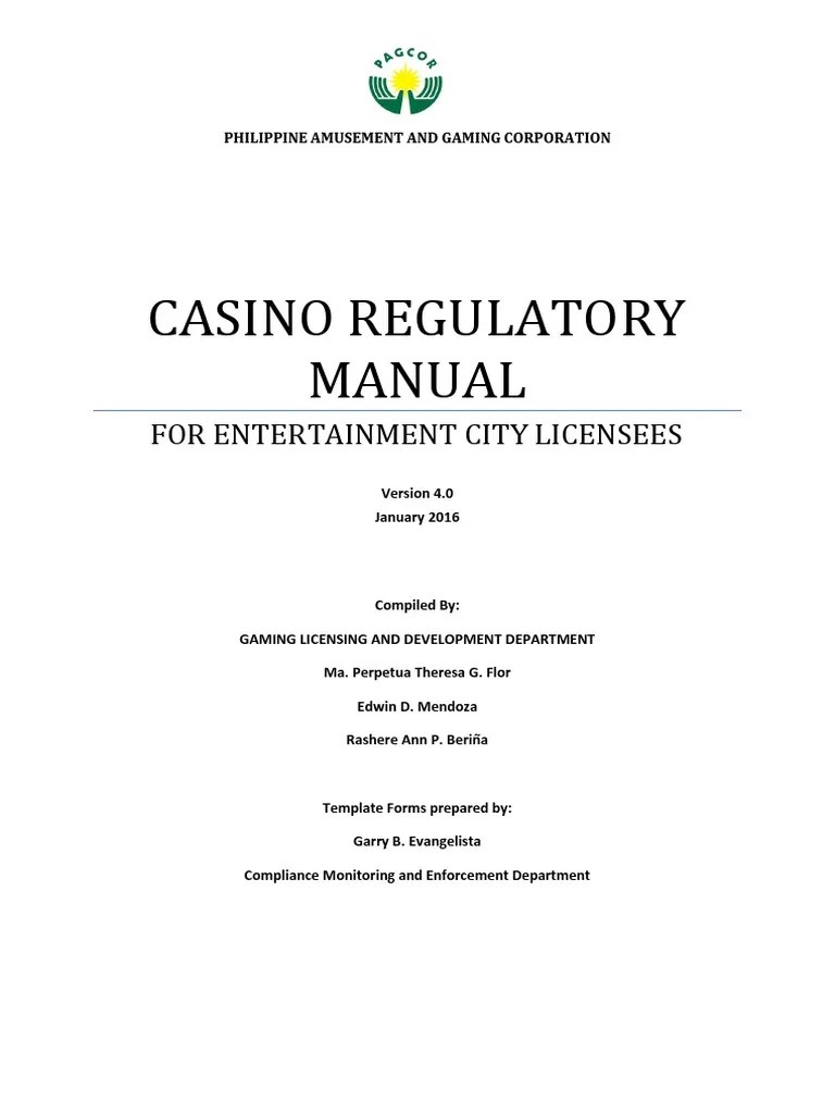 Casino Regulatory Manual For Entertainment City Licensees Version 4 ...