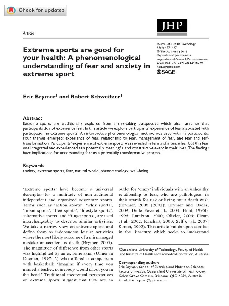 Extreme Sport Good For Health | PDF | Fear | Self