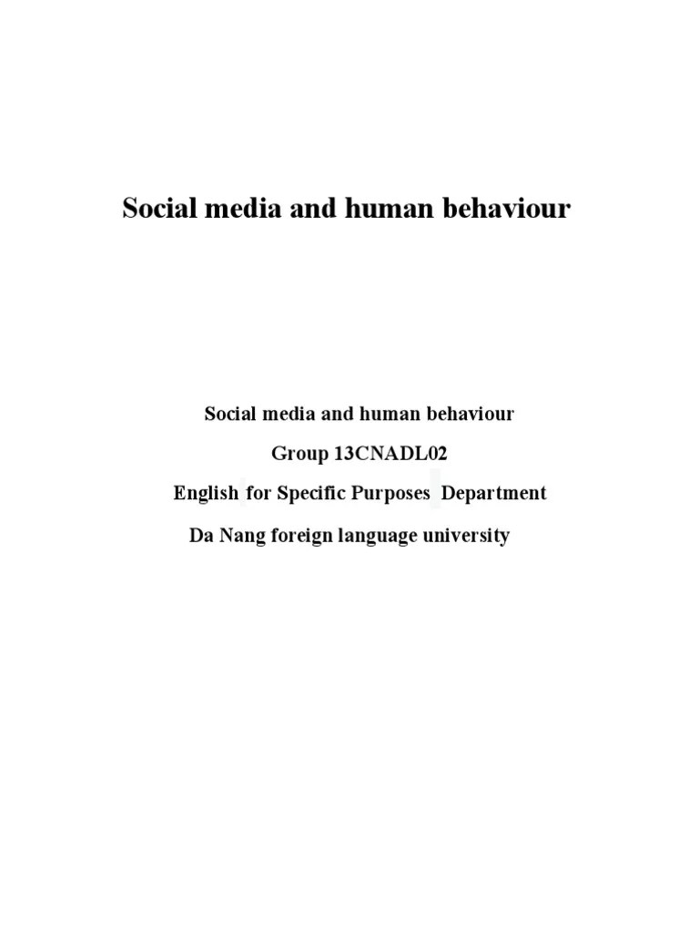 Social Media And Human Behaviour | PDF | Social Media | Popular Culture ...
