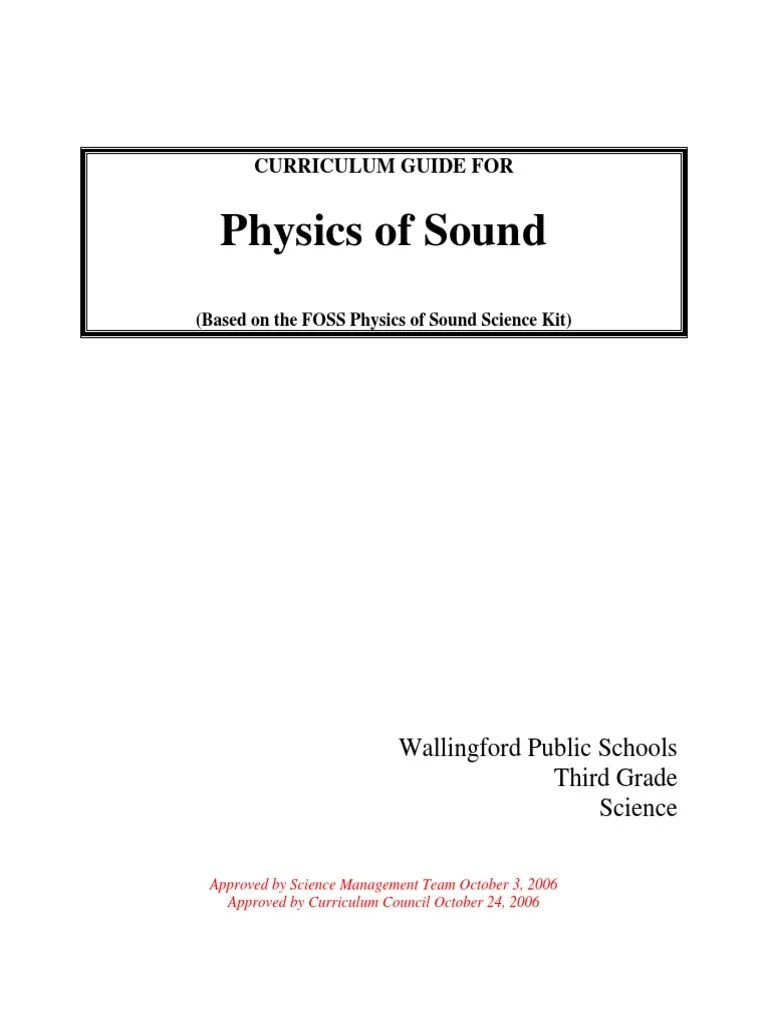 Physics Of Sound: Curriculum Guide For | PDF | Sound | Perception