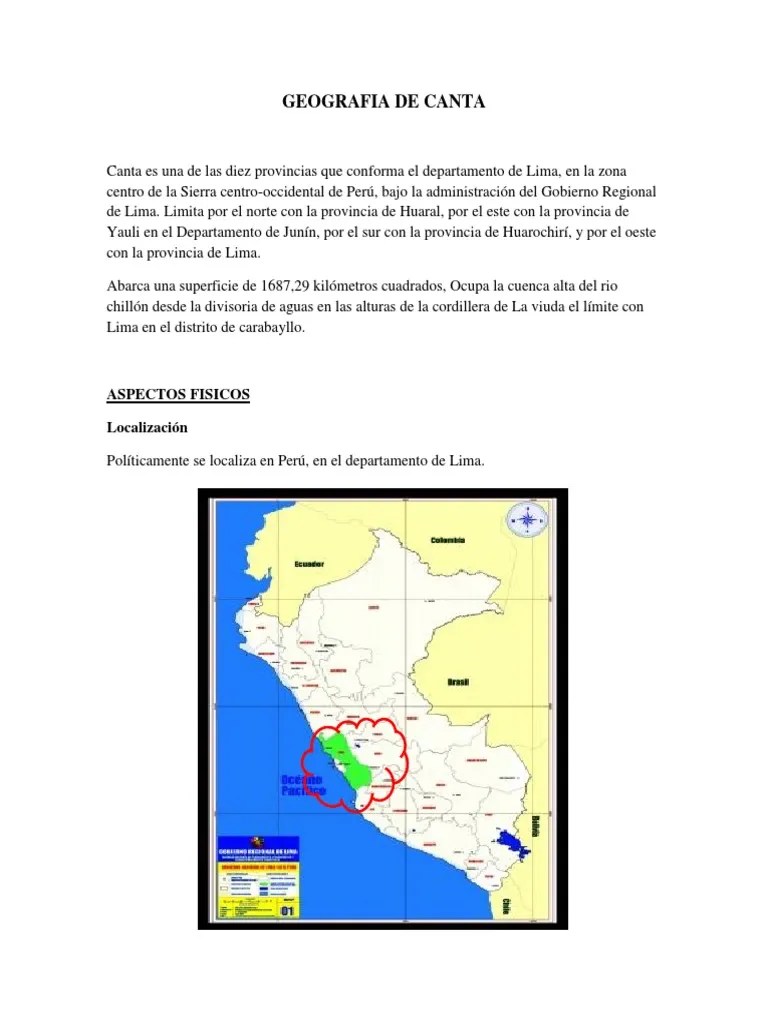 Geografia De Canta | PDF | Lima | Ciencias De La Tierra