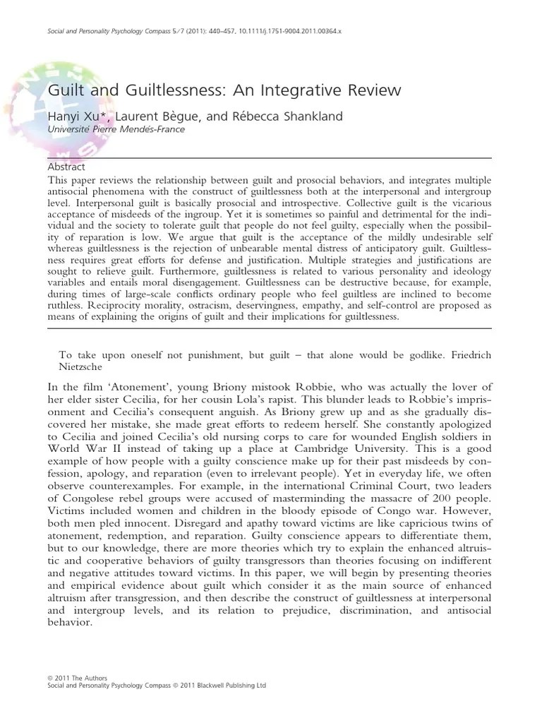 Guilt And Guiltness | PDF | Guilt (Emotion) | Empathy