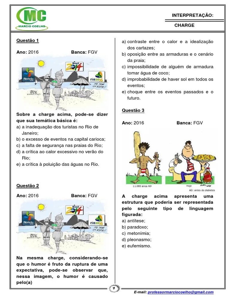 Charge - Interpretação De Texto | PDF | Metáfora | Brasil