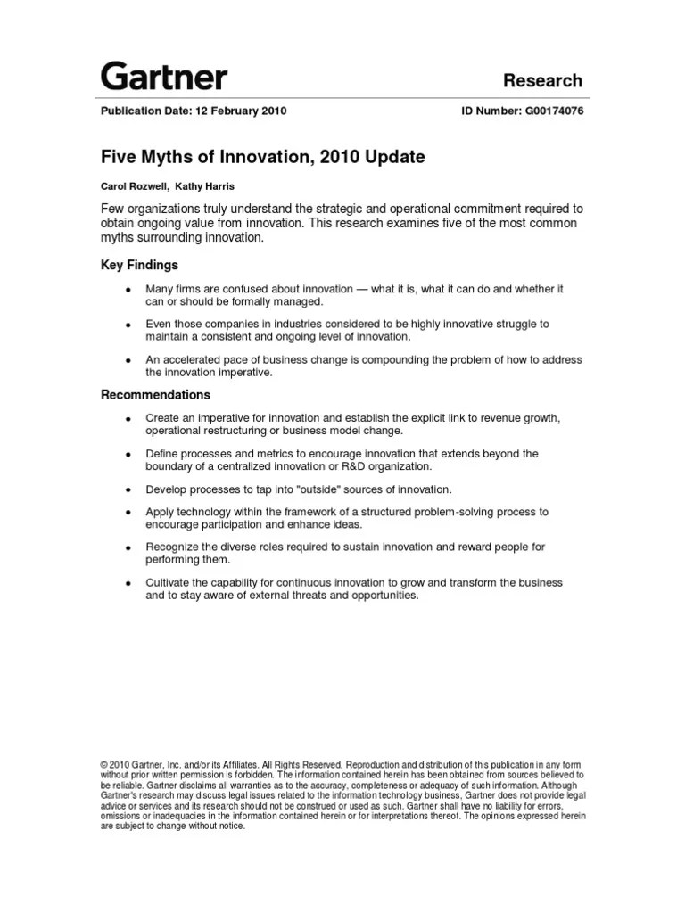 Five Myths Of Innovation 201 174076 | PDF | Innovation | Business Process
