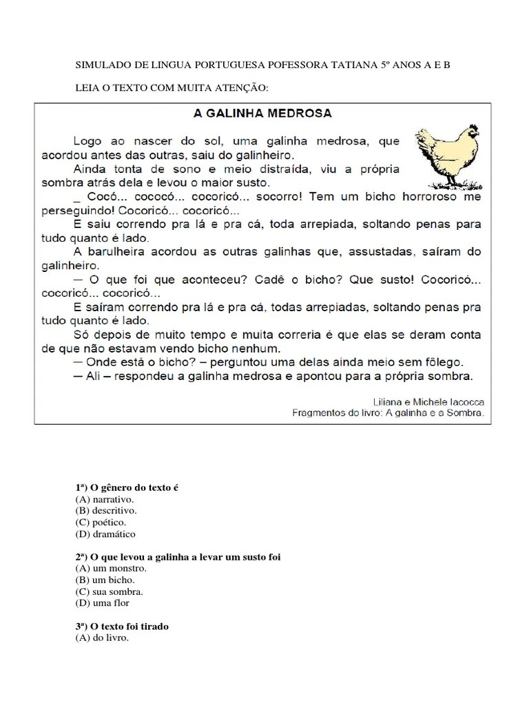 Simulado Portugues 5 Ano | PDF