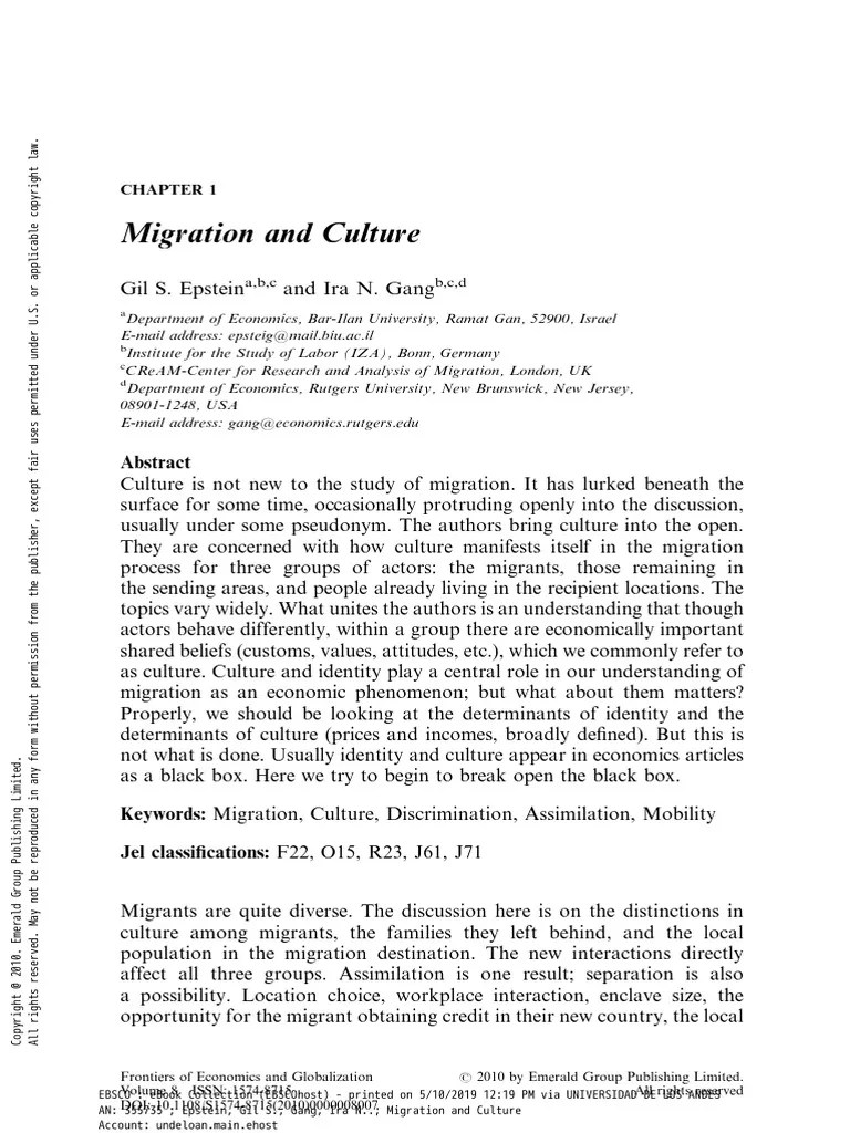 Migration And Culture | PDF | Immigration | Human Migration