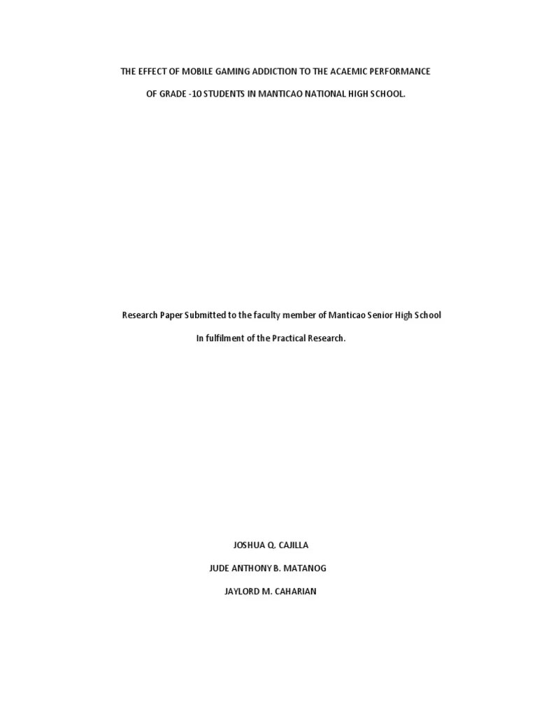 Effects Of Mobile Games Study | PDF | Mobile Game | Communication