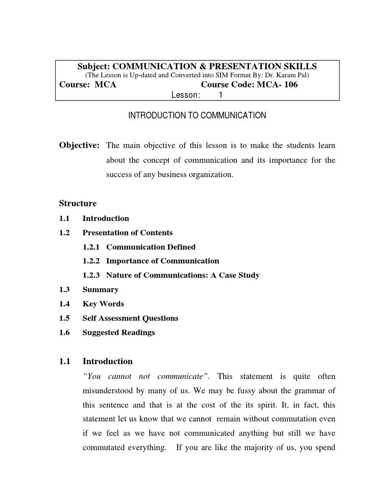 Communication And Presentation Skill 1 | PDF | Perception | Communication