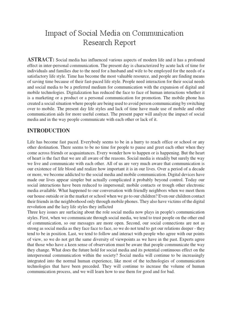 Impact Of Social Media On Communication | PDF | Social Media | Popular ...