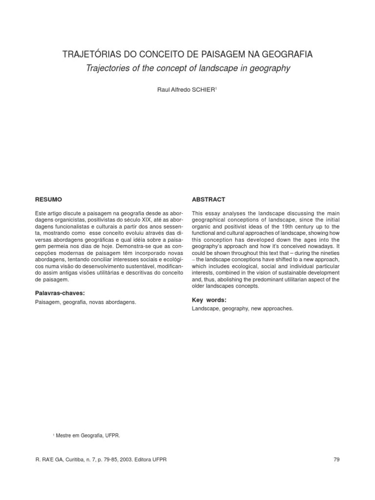 Trajetórias Do Conceito De Paisagem Na Geografia | PDF | Geografia ...